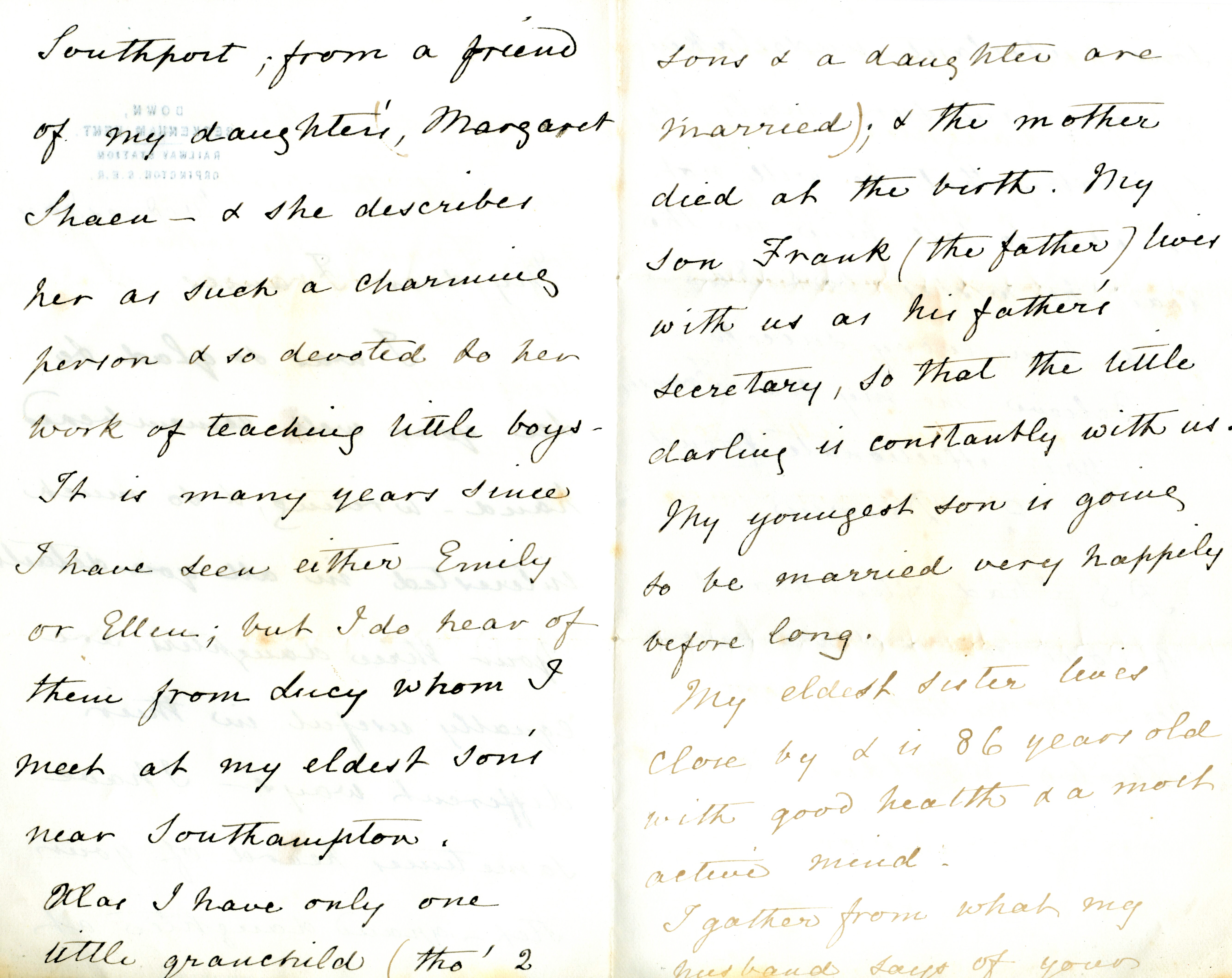 Emma Darwin Letter